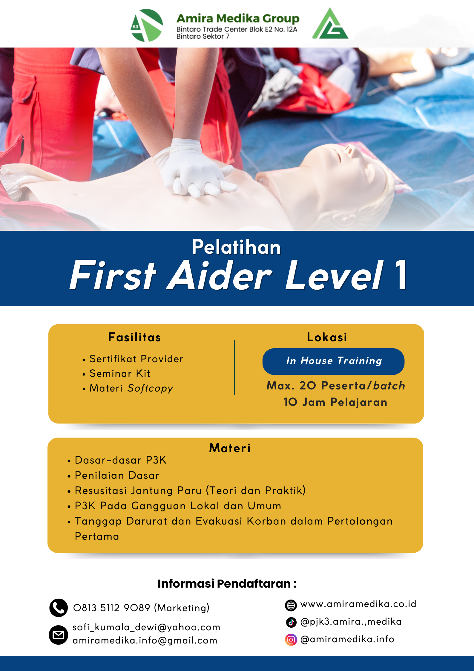 Pelatihan First Aider Level 1 Periode Tahun 2025! – Amira Medika